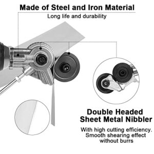 Electric Drill Plate Cutter, Metal Nibbler Drill Attachment, Double Headed Sheet Metal Cutter for Cutting Iron, White Sheet, Steel,Copper, Aluminum