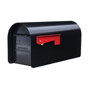 architectural mailboxes ironside large capacity galvanized steel black, post-mount mailbox, mb801bam, metal, black