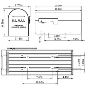 Architectural MAILBOXES Ironside Large Capacity Galvanized Steel black, Post-Mount Mailbox, MB801BAM, Metal, Black