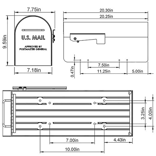 Architectural MAILBOXES Ironside Large Capacity Galvanized Steel black, Post-Mount Mailbox, MB801BAM, Metal, Black