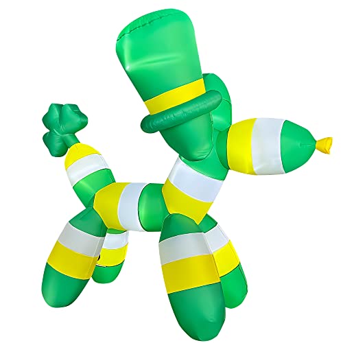 SEASONBLOW 6Ft LED Inflatable St. Patrick's Day Balloon Dog with Shamrock Decoration Lighted Blow up for Home Yard Lawn Garden Indoor Outdoor