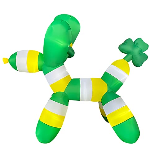 SEASONBLOW 6Ft LED Inflatable St. Patrick's Day Balloon Dog with Shamrock Decoration Lighted Blow up for Home Yard Lawn Garden Indoor Outdoor