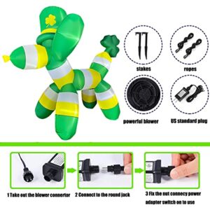 SEASONBLOW 6Ft LED Inflatable St. Patrick's Day Balloon Dog with Shamrock Decoration Lighted Blow up for Home Yard Lawn Garden Indoor Outdoor