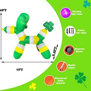 SEASONBLOW 6Ft LED Inflatable St. Patrick's Day Balloon Dog with Shamrock Decoration Lighted Blow up for Home Yard Lawn Garden Indoor Outdoor