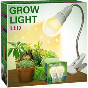 briignite grow lights for indoor plants, full spectrum grow light, 11w led clip on grow lights 100w equivalent, adjustable gooseneck, bulbs replacement, grow lights for seed starting, succulents