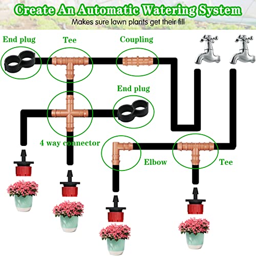 Gardrip 36 Pieces Drip Irrigation Kit：Drip Irrigation Parts for 1/2 Inch Drip Irrigation Tubing with 17mm 0.600" ID Drip Barbed Connectors Including 12 Couplings 10 Tees 6 Elbows 6 Plugs 2 Crosses