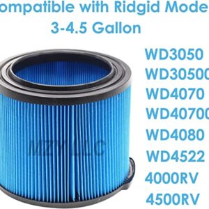 2 Pack VF3500 Replacement Filter for Ridgid 3-4.5 Gallon Wet Dry Vacuums + 4 Pack VF3501 Filter Bags Compatible with Ridgid 3-4.5 Gallon Wet Dry Vacuums (6 Pack)