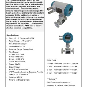 PRM 1/2 Inch Electromagnetic Flowmeter