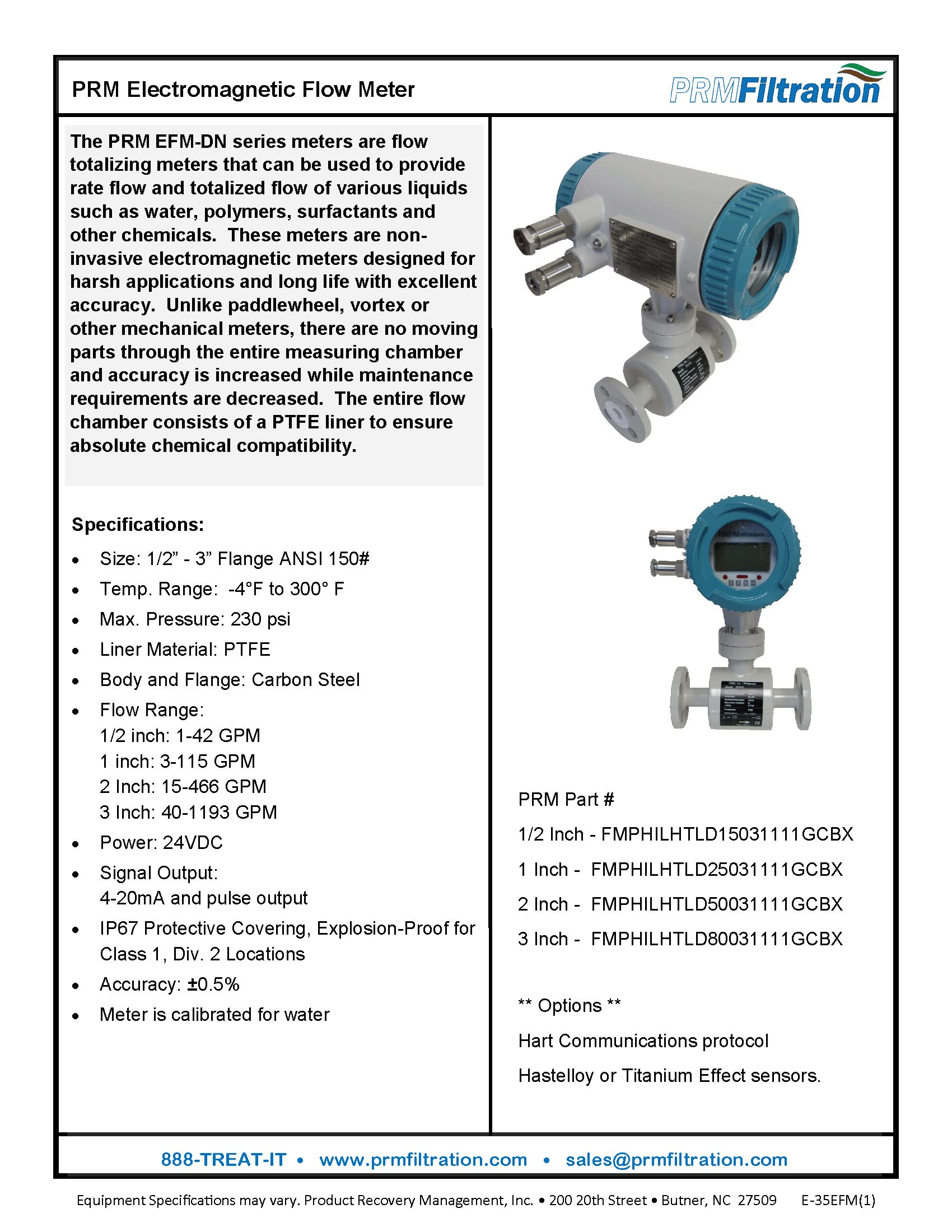 PRM 1/2 Inch Electromagnetic Flowmeter