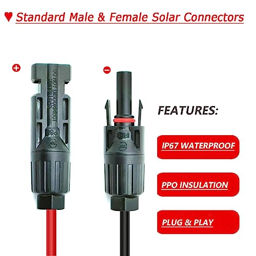 Magiktech Solar to XT60 Charge Extension Cable 12AWG Solar Connector to XT60 Adapter Cable for XT60 Input Port Portable Power Station & Solar Generator (12AWG 12FT)