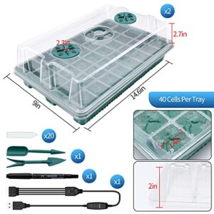 FGBNM 80 Cells Seed Starter Trays with Grow Light, Seed Starter Kit with Adjustable Brightness & Humidity for Indoor Seed Growing Starting, 78in Timing Controller