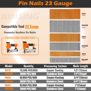 P630 Pin Nailer with 9,000PCS Stainless Steel 1/2" Pin Nails, 23 Gauge 3/8 Inch to 1-3/16 Inch Pneumatic Micro Pin Nail Gun with Safety Trigger