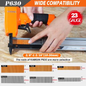 P630 Pin Nailer with 9,000PCS Stainless Steel 1/2" Pin Nails, 23 Gauge 3/8 Inch to 1-3/16 Inch Pneumatic Micro Pin Nail Gun with Safety Trigger