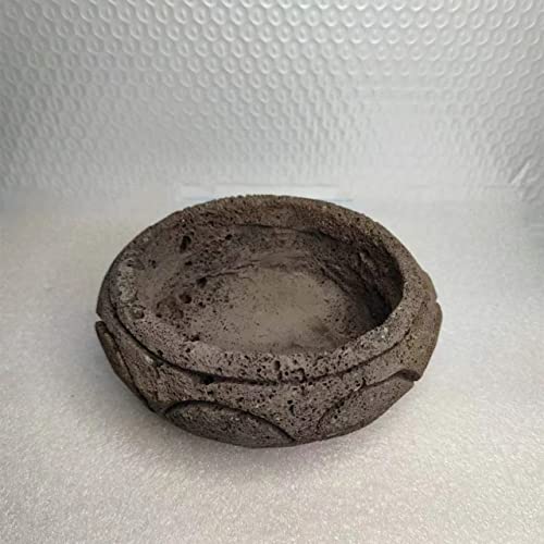 KamelarLava Succulent Pot, Bonsai Pot, Gray Carved Oval Pot, 6 ", Volcanic Pot, one Piece of Packaging