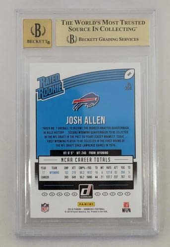 Josh Allen Bills Signed 2018 Donruss Optic Rated Rookie Card #304 BGS 9.5 & 10 - Football Slabbed Autographed Rookie Cards