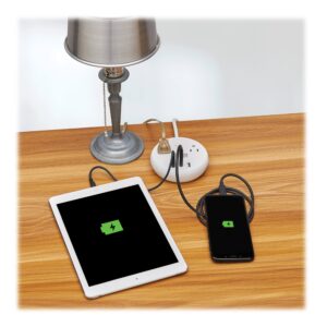 Tripp Lite Safe-IT 57W Surge Protector, 2 Outlets & 2 USB + 1 USB-C Port for Fast Charging, 300 Joules, 8 Foot 5-15P Cord, Manufacturer's Warranty & $25,000 Insurance (TLP28PD57WCAM)