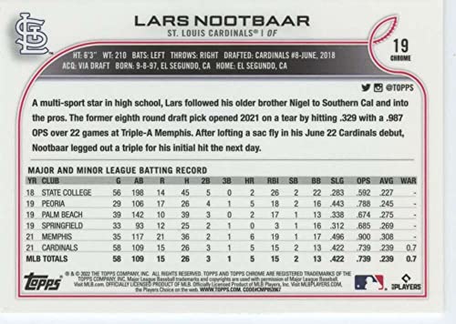 2022 Topps Chrome #19 Lars Nootbaar RC Rookie St. Louis Cardinals MLB Baseball Trading Card