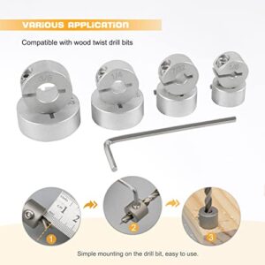 Aluminum Stop Collar Set Drill Bit Depth Stop Split Ring (1/2", 7/16”, 3/8”, 5/16”,1/4”, 7/32”, 3/16”, 1/8”) W/Included Drill Bit Holder