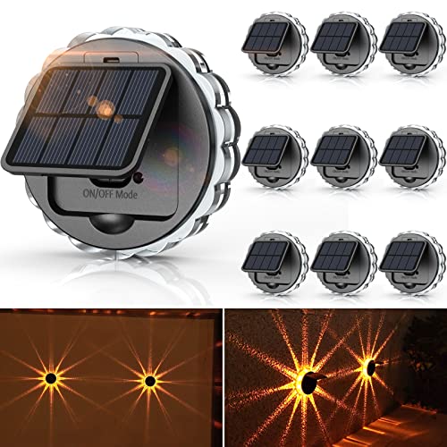 FWASTT Solar Outdoor Fence Lights for Yard, 10 Pack Solar Landscape Path Lights Outdoor Decorative Lights Waterproof for Garden, Fence, Deck, Step, Pathway, Walkway, Ground, Lawn