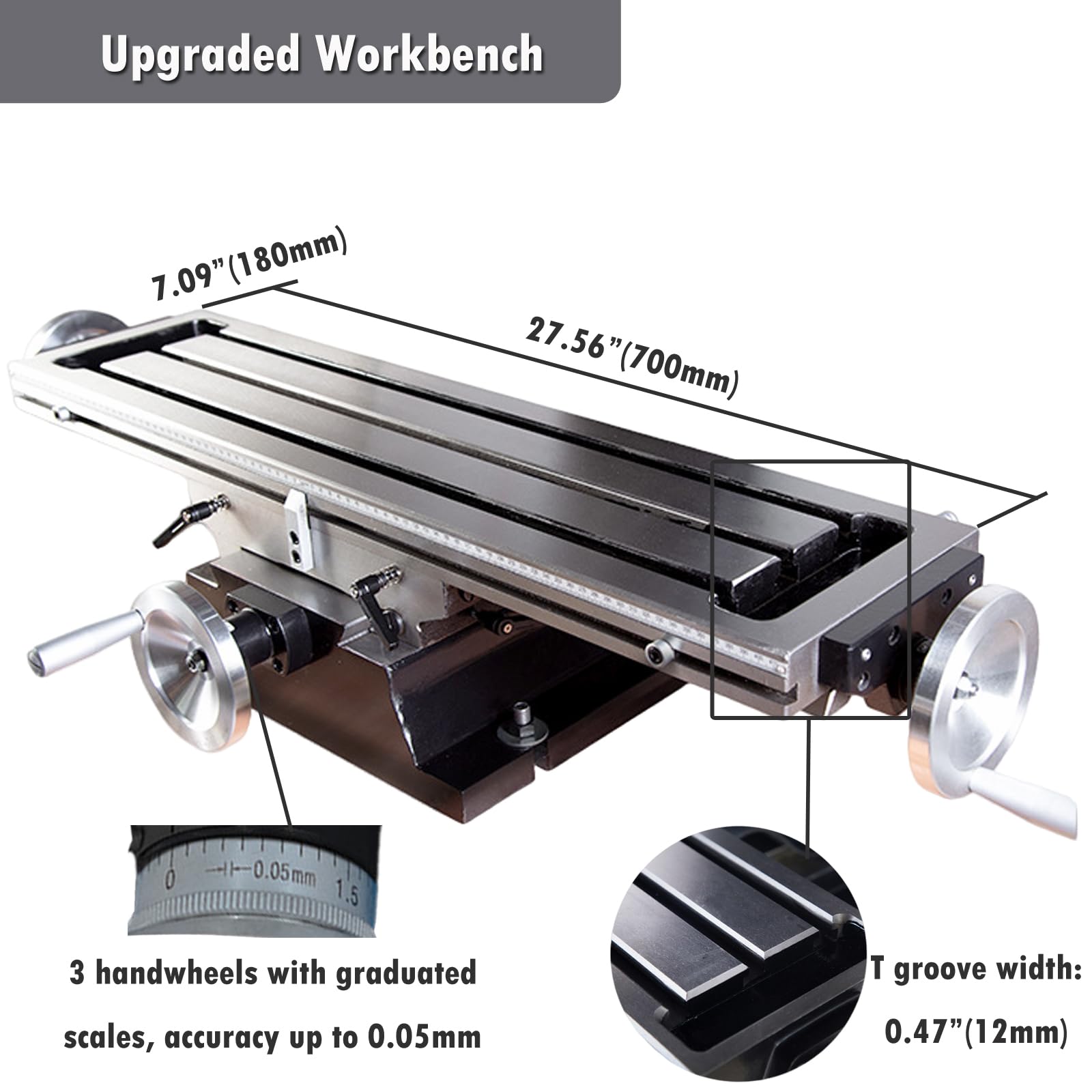 INTBUYING Milling Drilling Machine R8 Mini Benchtop Mill/Drill Machine 7"X27" Micro Milling Machine 1100W 20-2250rpm Variable Speed with Accessory R8 Tapper and Bench Clamp 110V