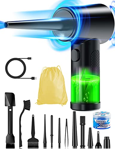 7800mAh and 50000RPM Compressed Air Duster for Computers with Cleaning Kit, Electric Air Duster for PC, Portable Air Blower for Cleaning Dust, Hairs, Crumbs, Scraps for Laptop, Computer, Keyboard