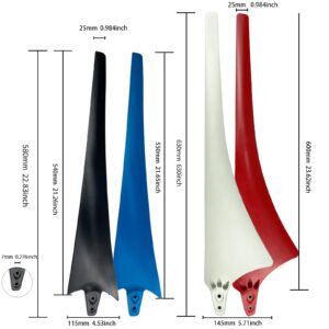 Mars Rock Blue Color Length in 58CM 22.83" High Strength Carbon Fibers Windmill Blade Nylon Fiber Wind Turbine Blade for DIY Horizontal Wind Turbine Generator Windmill Assembling