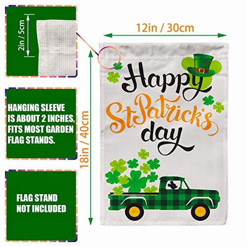 Happy St Patricks Day Garden Flag, Saint Patricks Decorations Outside Yard Flag 12x18 Vertical Burlap Double Sided Decor for Home Outdoor Hanging