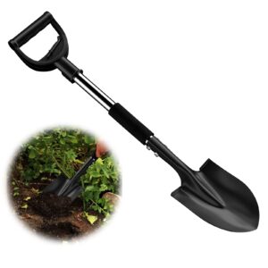 shovel, shovels for digging, 31 inch small shovel with d-handle, spade shovels for camping, edging, heavy duty metal compact shovels, mini shove steel, black