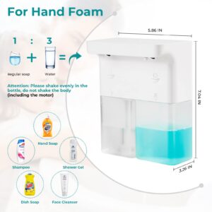 Automatic Soap Dispenser, Dish Soap Dispenser for Kitchen Sink, Kitchen Soap Dispenser Set Wall Mount or Countertop Rechargeable Dispenser Liquid + Foaming Hand