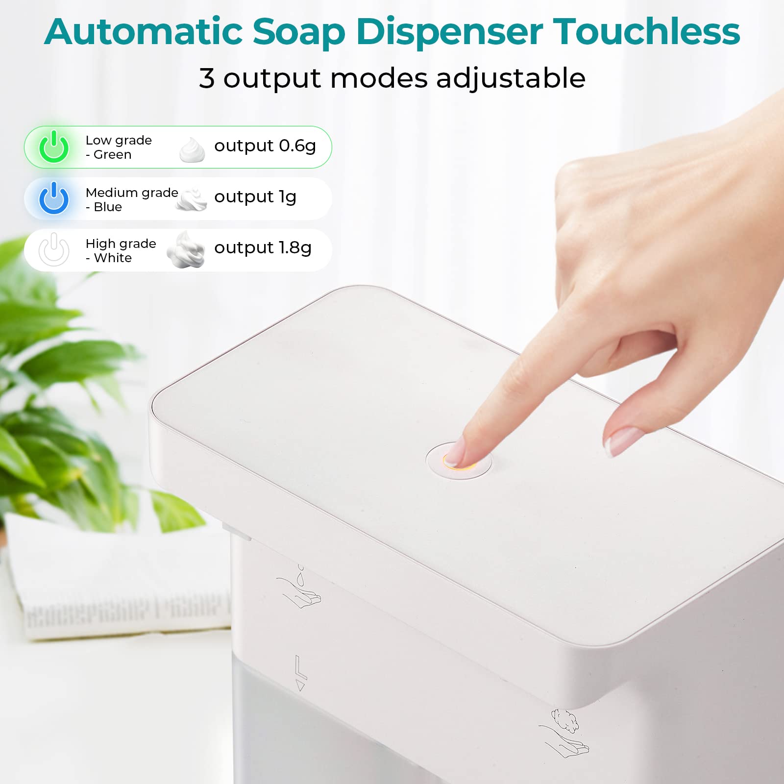 Automatic Soap Dispenser, Dish Soap Dispenser for Kitchen Sink, Kitchen Soap Dispenser Set Wall Mount or Countertop Rechargeable Dispenser Liquid + Foaming Hand