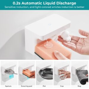 Automatic Soap Dispenser, Dish Soap Dispenser for Kitchen Sink, Kitchen Soap Dispenser Set Wall Mount or Countertop Rechargeable Dispenser Liquid + Foaming Hand