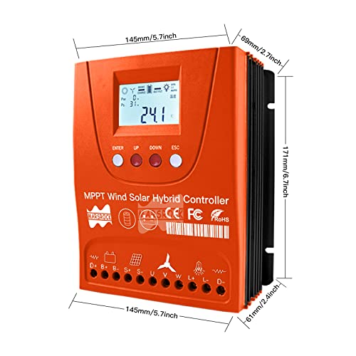 Mars Rock 3000w Regulator Max Wind 1500w Max Pv 1500w Mppt Wind Solar Hybrid Controller Bluetooth Android App