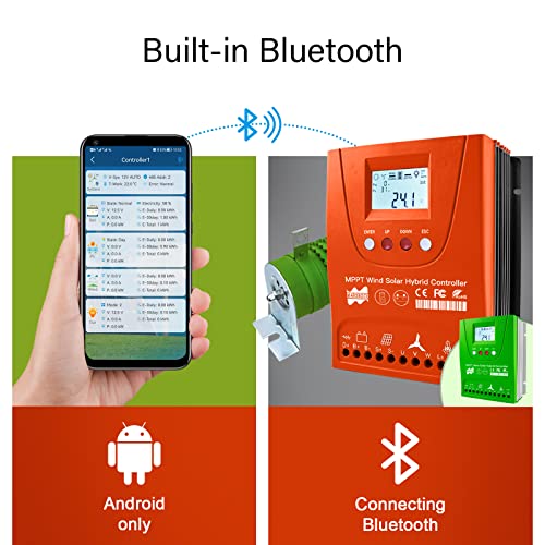 Mars Rock 3000w Regulator Max Wind 1500w Max Pv 1500w Mppt Wind Solar Hybrid Controller Bluetooth Android App