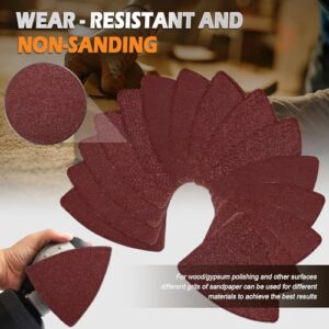 104Pcs Oscillating Tool Sanding Pads, 2Pcs Triangle Sanding Pads and 2Pcs Finger Sanding Pad, 100Pcs Multitool Sandpaper, Grit Fit for Finishing Wood Sanding Plaster