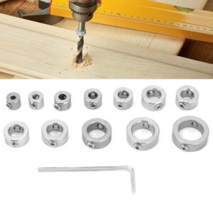 MLMLH Drill Stop Bit Collar Set with Hex Wrench 12pcs Drill Depth Stop Bit Collar Stainless Steel Drill Bit Depth Stop 3mm 4mm 5mm 6mm 7mm 8mm 9mm 9.5mm 10mm 12mm 14mm 16mm Positioner Ring