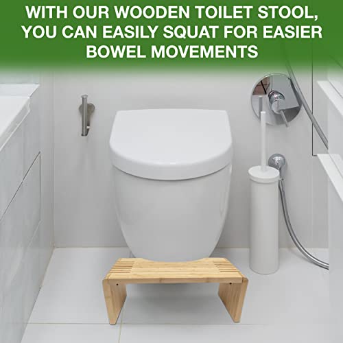 Sereneify Poop with Ease, Feel The Peace Bamboo Toilet Stool for Adults - Healthy Portable Poop Stool for Bathroom | Non-Slip, Easily Foldable Wooden Bathroom Stool (7.5 Inch)