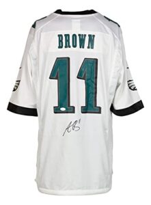 aj brown signed philadelphia eagles white nike replica football jersey jsa - autographed nfl jerseys