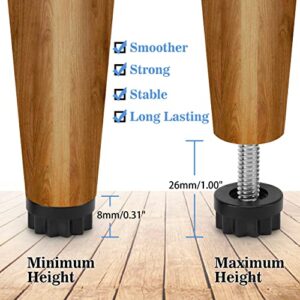 PAGELANA Furniture Leveling Feet - 1/4" UNC Thread Screw on Feet Levelers - 20 PCS Galvanized Steel Furniture Glide Levelers for Furniture Legs