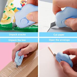 Mini Box Cutter,Right Or Left Handed Mini Cutter, Cloud Utility Knife Cat Paw Shape Keychain Box Opener, Retractable Portable Cutter Knife[blue]