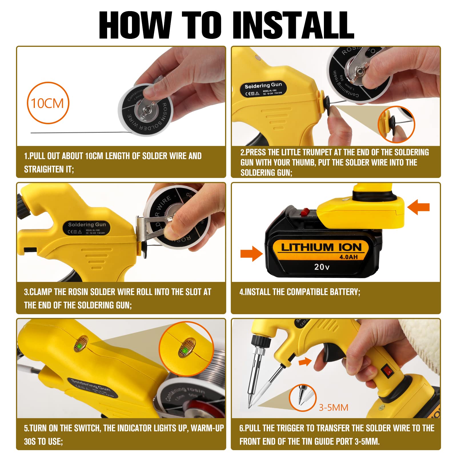 Cordless Soldering Iron Kit for DeWALT 20V Battery, 30W Soldering Gun 30s Quick Preheat Soldering Iron with 50g 0.04" Solder Wire& 5pcs Solder Tips for Electronics,Circuit Boards,Jewelry Making