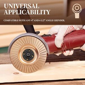 Tanzfrosch (Upgraded) 5PCS Wood Carving Disc Set with Universal Grinder Wrench for 4" or 4 1/2" Angle Grinder with 5/8" Arbor, Wood Shaping Disc Grinder Cutting Wheel Grinding Disk Attachments