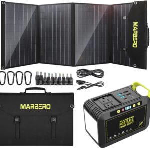 MARBERO Solar Generator 88Wh Portable Power Station with Solar Panel 100W 110V Laptop Charger for Outdoor Home Camping Emergency RV