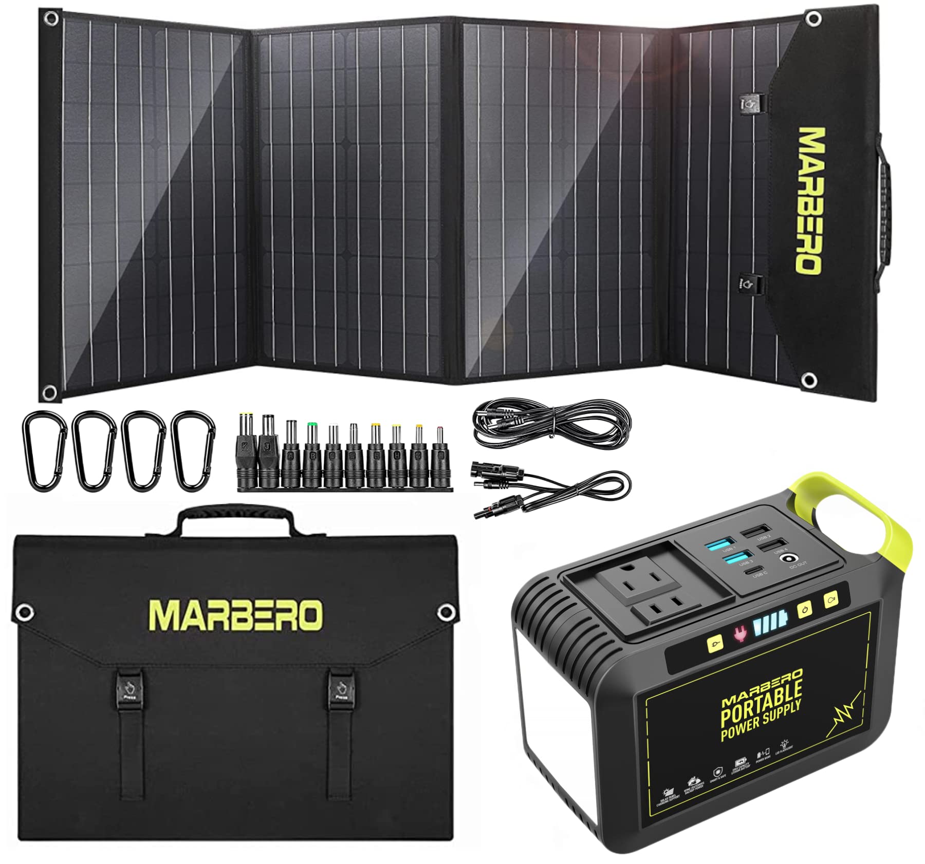 MARBERO Solar Generator 88Wh Portable Power Station with Solar Panel 100W 110V Laptop Charger for Outdoor Home Camping Emergency RV