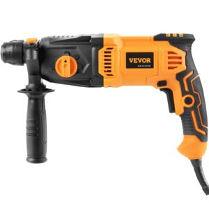 VEVOR 1 Inch SDS-Plus Rotary Hammer Drill, 8 Amp Corded Drills, Heavy Duty Chipping Hammers w/Safety Clutch, Electric Demolition Hammers, Taladro Rotomartillo, Power Tool For Concrete