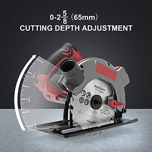 Circular Saw, 3M Corded Skill Saw with Laser Guide, 1500W Power Electric Saws, 5000 RPM with 2 Circular Saw Blades(24T for Wood Cutting, 40T for Metal Cutting)