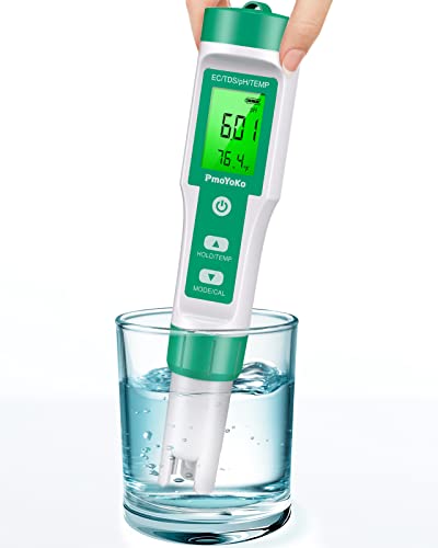 4 in 1 Digital pH Meter for Water, ±0.01 Resolution High Accuracy Tds Meter Digital Water Tester with ATC pH Tester, Water Tester for Drinking Water, Brewing, Hydroponics, Wine, Pool and Aquarium