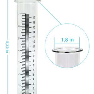 Lueudu 7" Plastic Rain Gauge Replacement Tube, 8.25 x 2.25 x 1.75 inches Cold Resistance Crack Resistance for Outdoor Garden Yard Home, 2PCS