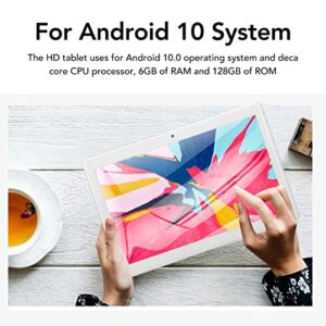 Jectse 10.1 Inch Tablet, 2.4G 5G Dual Band WiFi 6GB 128GB Tablet, 10 Cores Processor 8800mAh Battery Gold Touch Screen Tablet Computer, Front 8MP Rear 16MP Camera