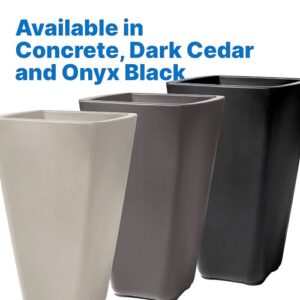 Step2 Bridgeview Tall Square Planter Box, Large Outside All-Season All-Weather Gardening Pot for Patio and Front Porch, Onyx Black, 2-Pack