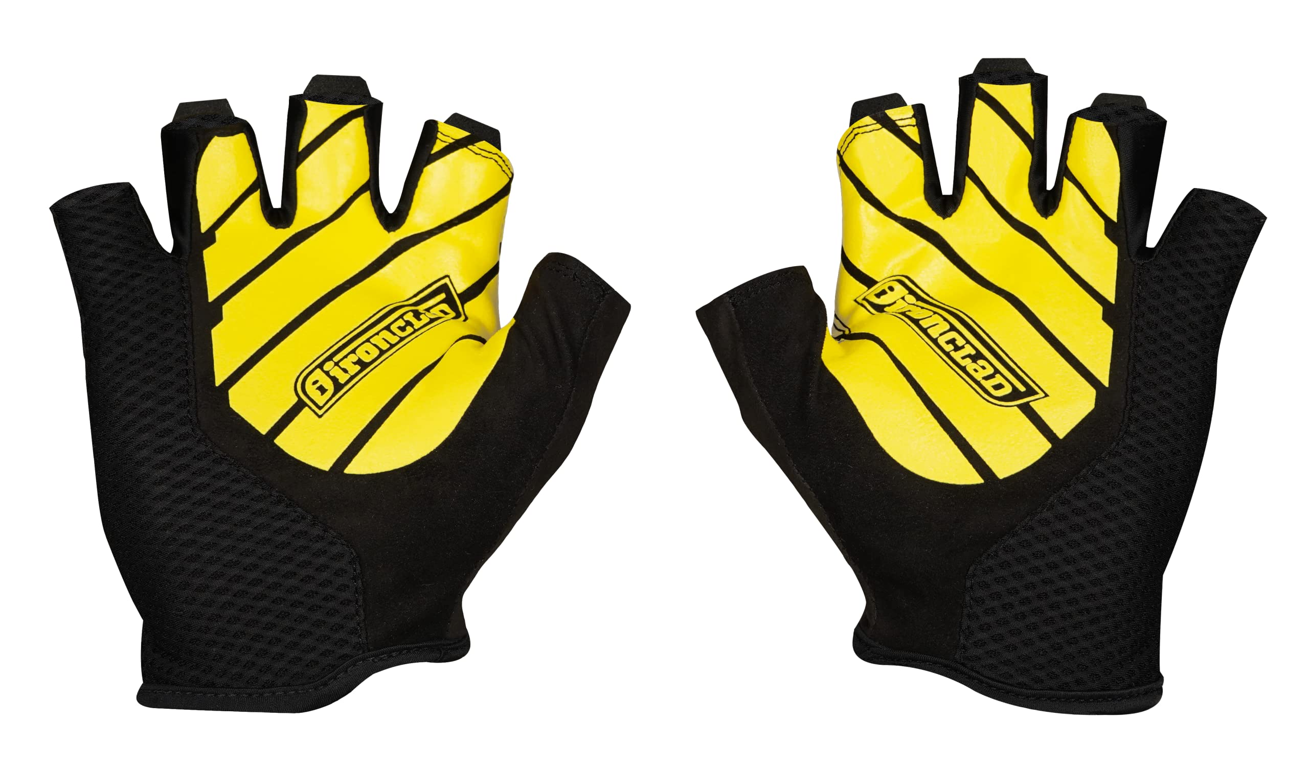 Ironclad Gaming Gloves, Half Finger Coverage, Precision Fit, Performance Silicone Grip, Moisture Wicking Construction, Yellow and Black, Large, 1 Pair